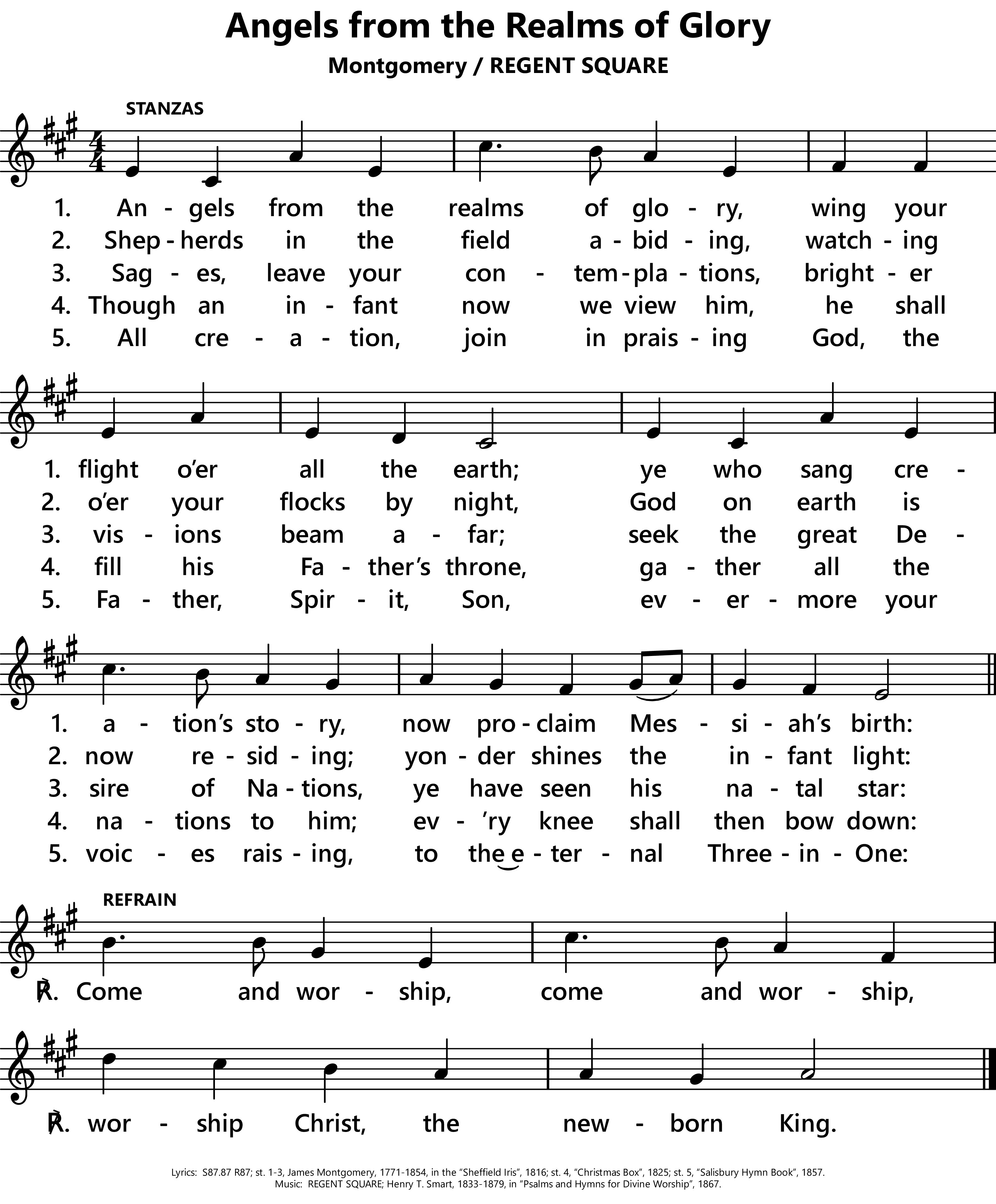 Angels from the Realms of Glory [James Montgomery]